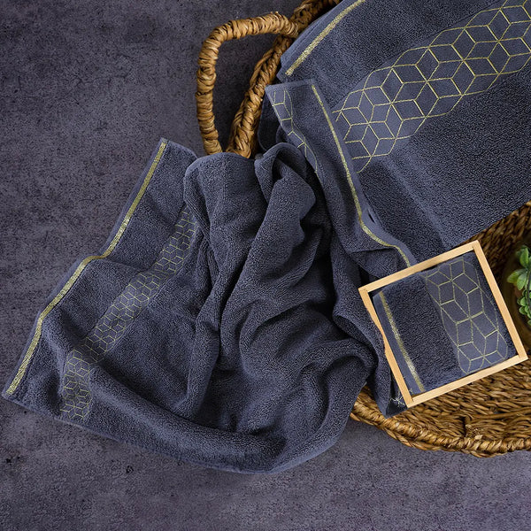 Gray Diamond - 2-Pcs Jacquard Towel Set – Lotus