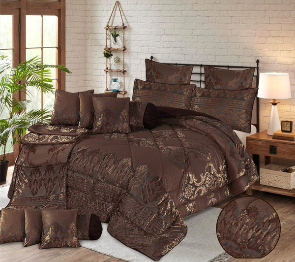 Heavy Palachi Bridal Comforter 14 Pcs Set Chocolate-50122 HC – Lotus